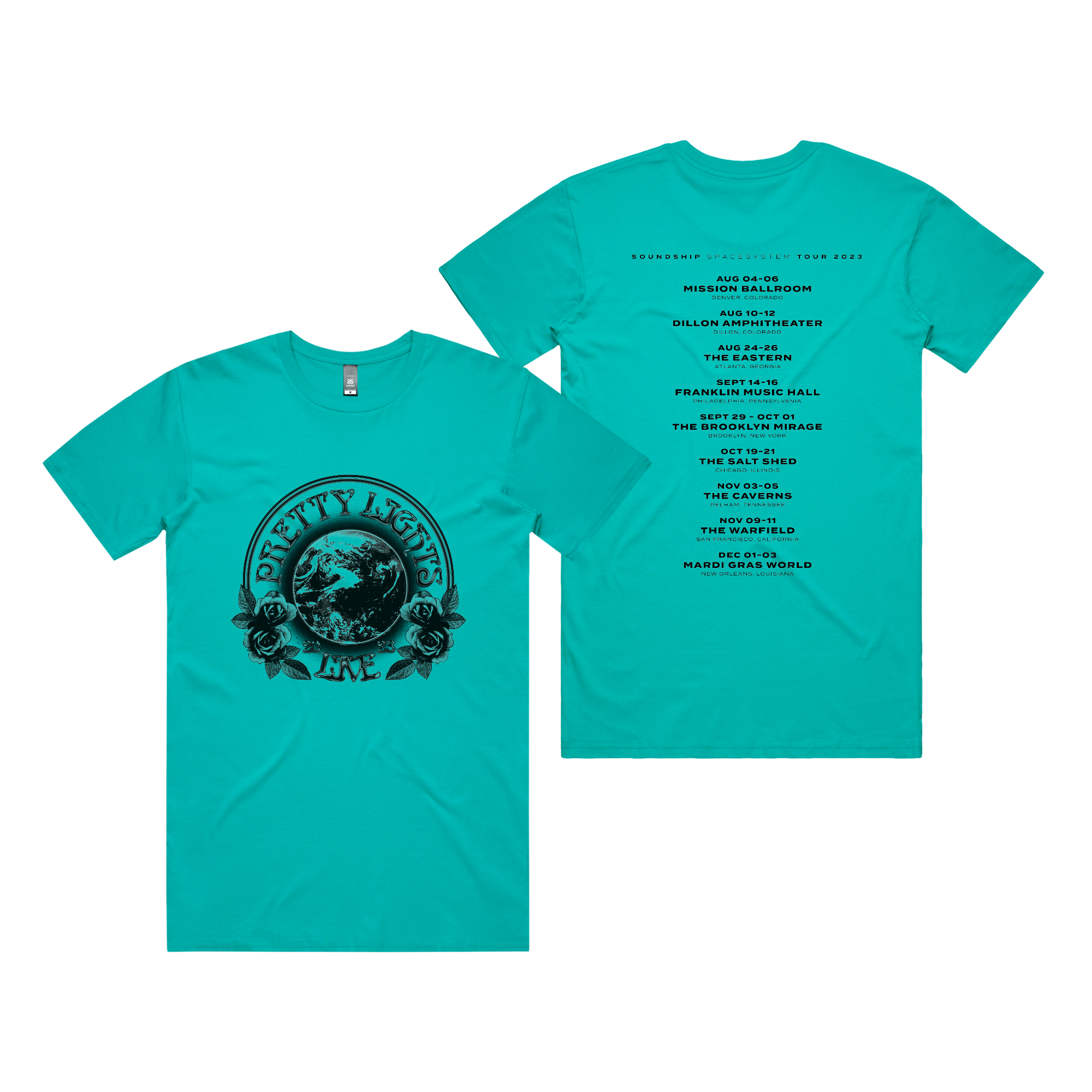 Pretty Dead Tee w/ Dates (Teal) – Pretty Lights